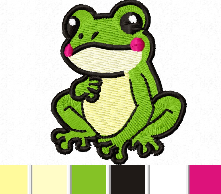 Tags: green frog embroidery, frog machine embroidery, animal embroidery design, digital ...